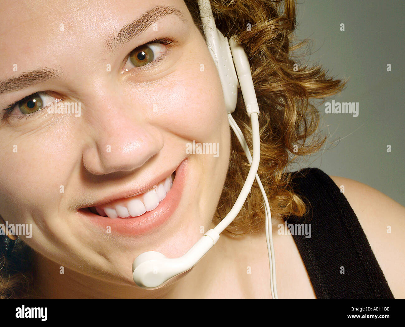 Expressions woman young beautiful caucasian blonde headset expressions ...
