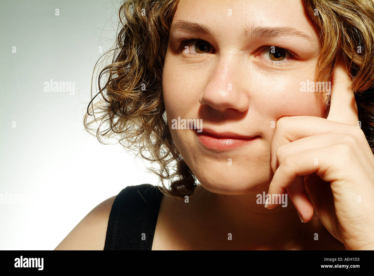 Expressions girl woman blond beautiful cute caucasian close detail ...