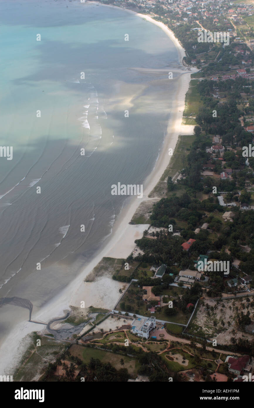 Aerial view of Msasani Bay from small plane flying to Dar es Salaam ...