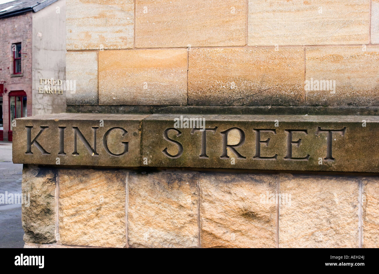 Engraved stone street name on King Street in Lancaster Stock Photo - Alamy