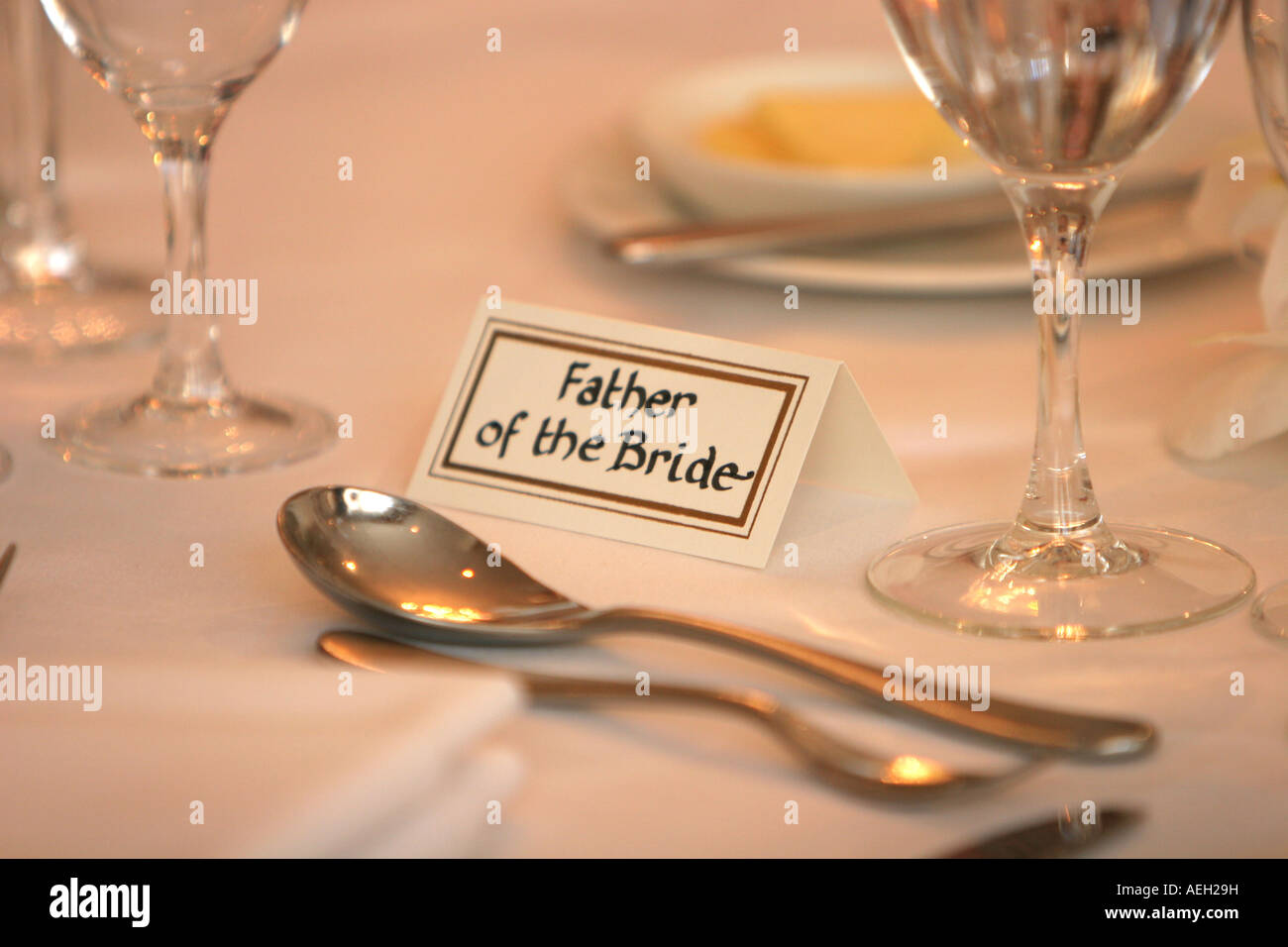 Father of the bride sign on table Stock Photo - Alamy
