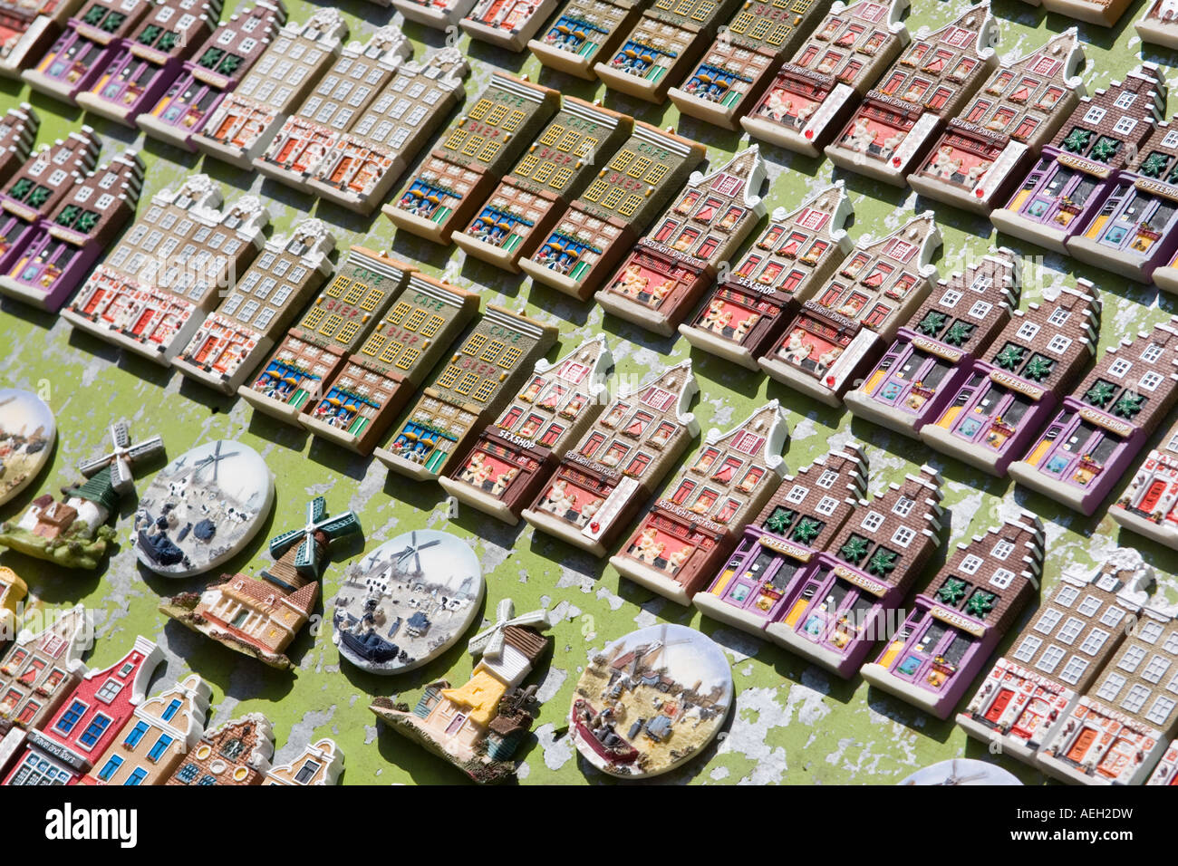 Amsterdam Souvenir magnets of gabled houses and and Delfts Blue items ...