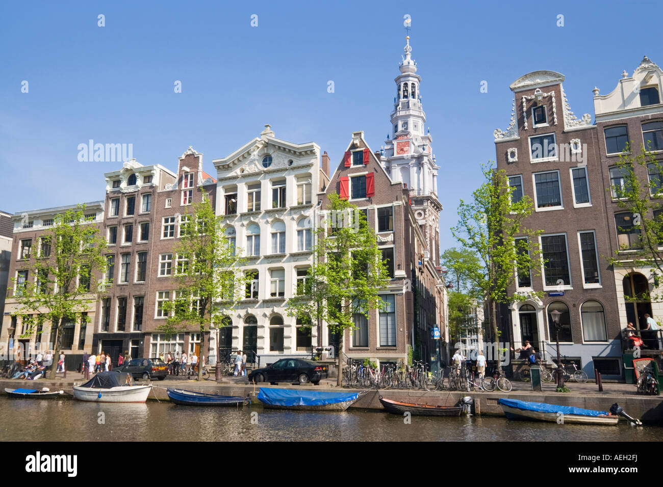 Zuiderkerk, Southern church Amsterdam Netherlands Gabled canal houses ...