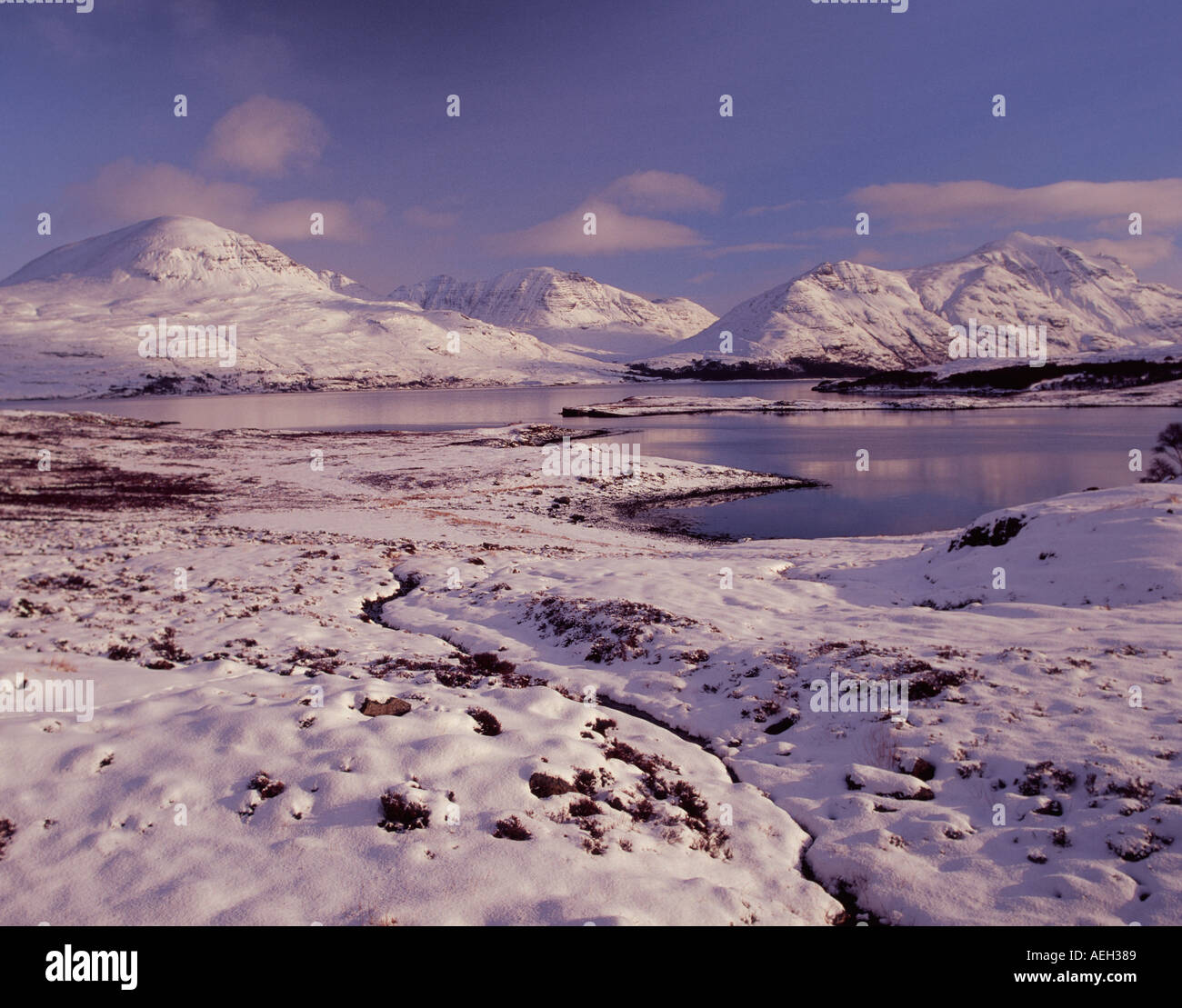 UK Scotland Wester Ross Torridon Upper Loch Torridon and mountains of ...