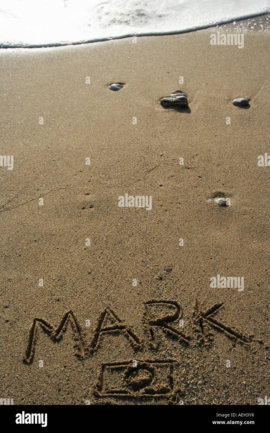 writing in the sand Stock Photo - Alamy