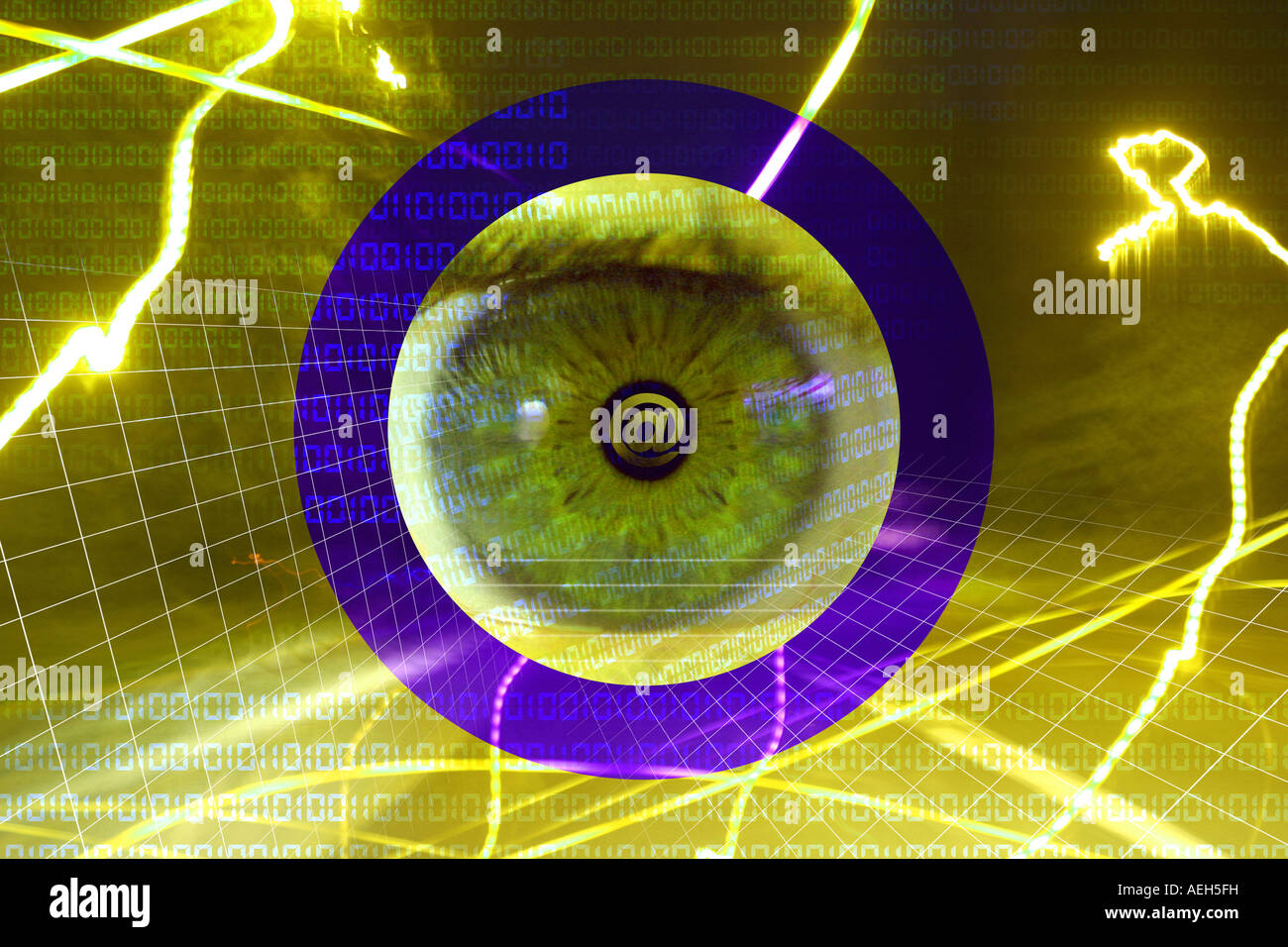 Digital eye in the internet world of information and consumerism Stock ...