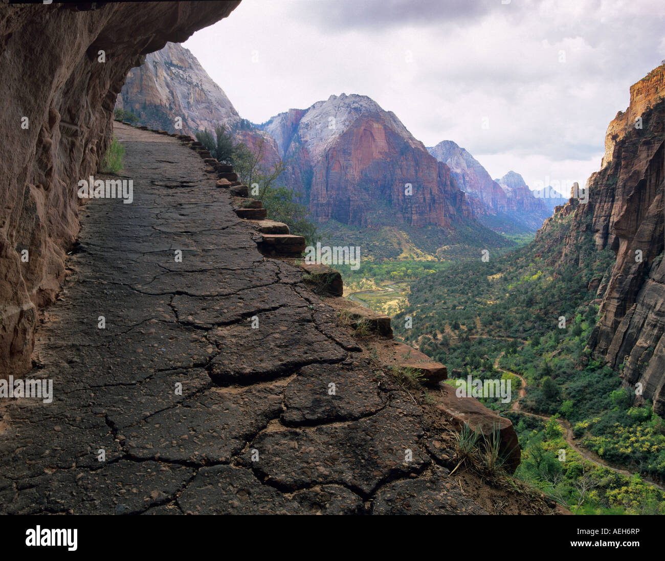 View of Zion National Park from trail in high country Utah Stock Photo ...