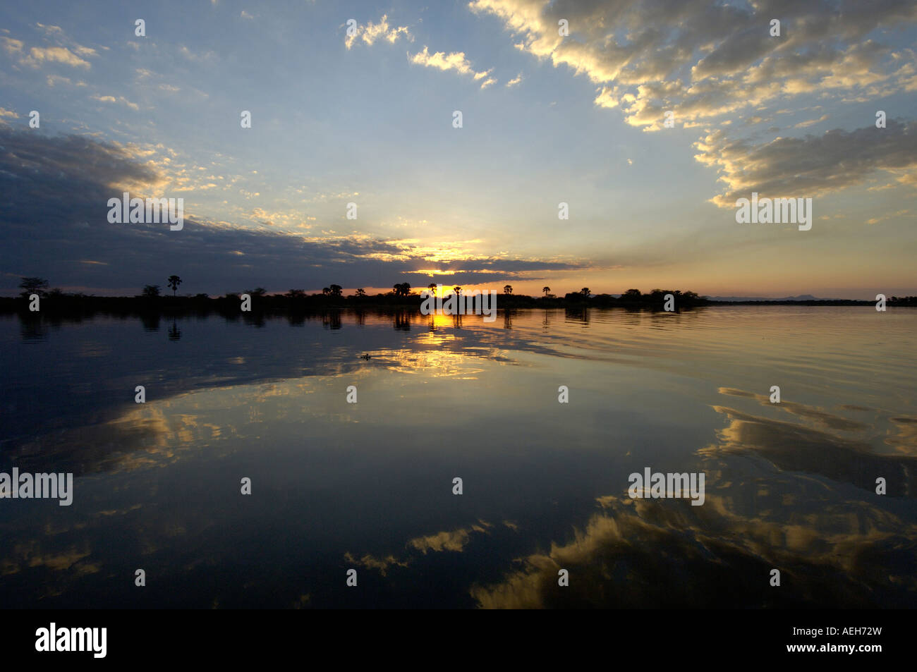 Sunset on the Shire River Malawi Stock Photo - Alamy
