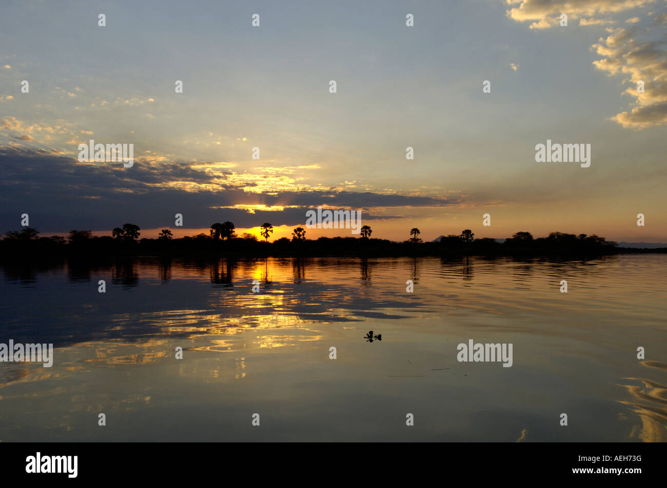 Sunset on the Shire River Malawi Stock Photo - Alamy