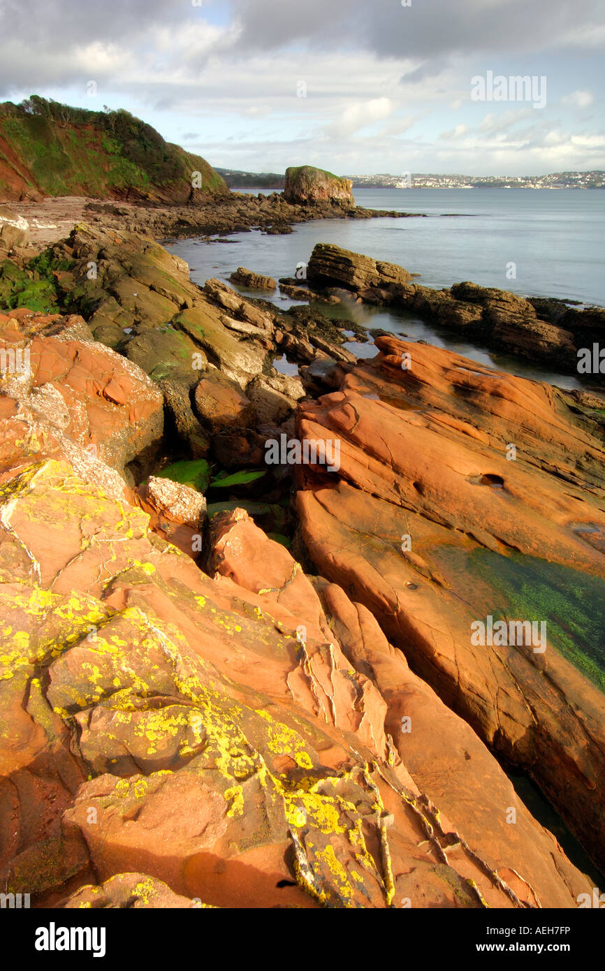Early morning light at Shell Cove near Paignton South Devon showing tha ...