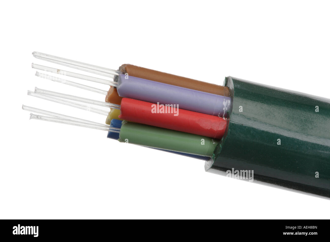 Fiber Optic cables. Individual fibres that transmit laser light as ...