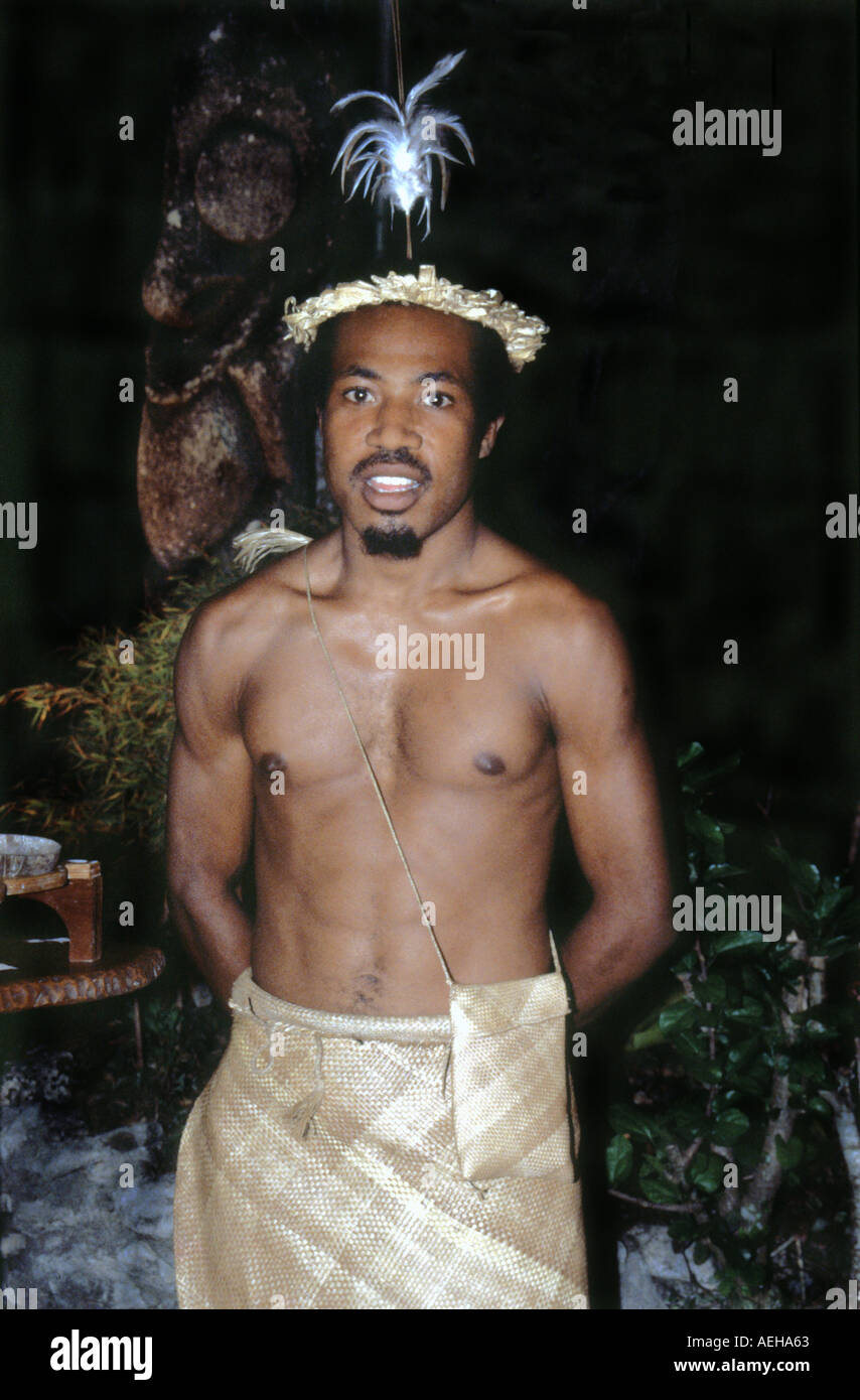 Man in traditional dress, Efate Island, Vanuatu Stock Photo - Alamy