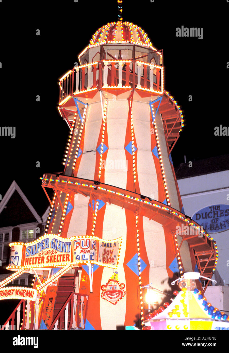 Helter Skelter Fun Fair ride, Salisbury, UK Stock Photo - Alamy
