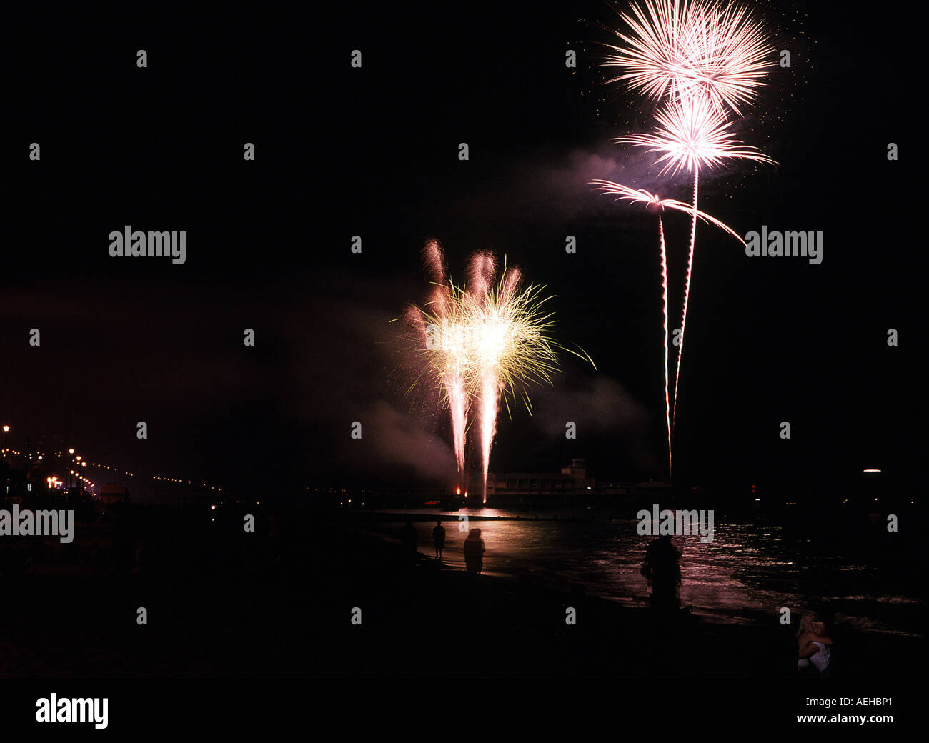Fireworks on the beach Stock Photo - Alamy