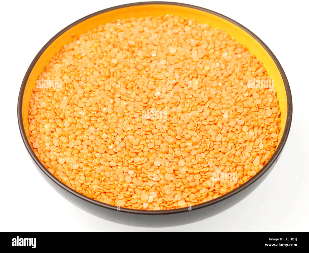 Bowl Full Of Healthy Vegetarian Dried Red Lentils Isolated Against A ...