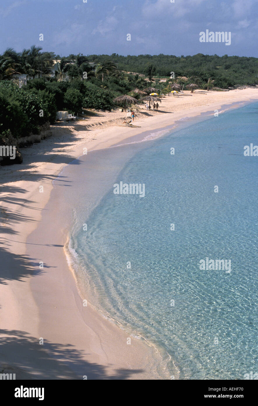 Anguilla beach above aerial deserted long sandy ideal beach Stock Photo ...