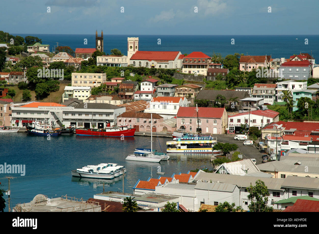GRENADA Caribbean St Georges Harbour Overview southern caribbean above ...