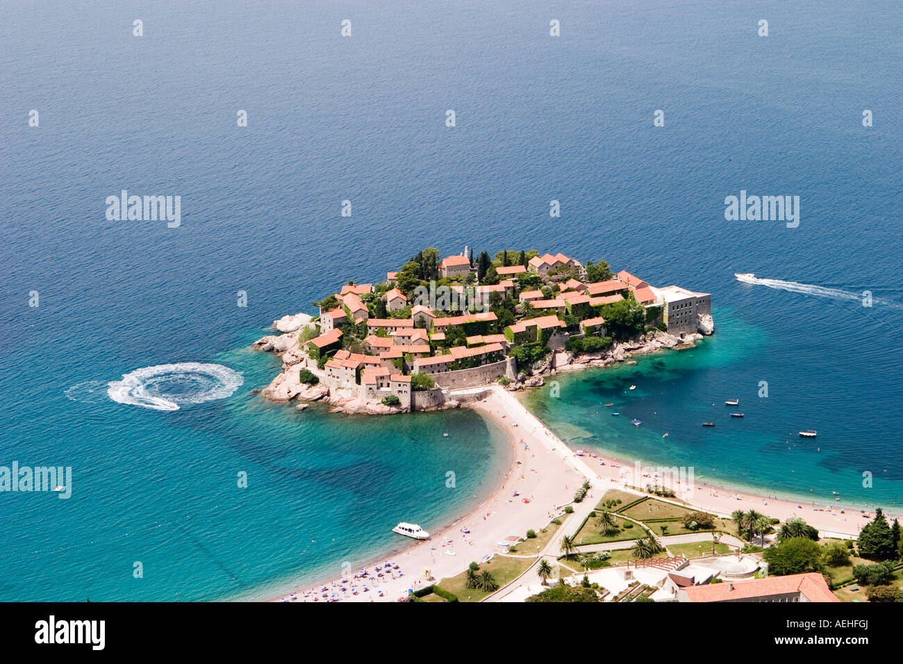 Aerial View of Sveti Stefan Stock Photo - Alamy