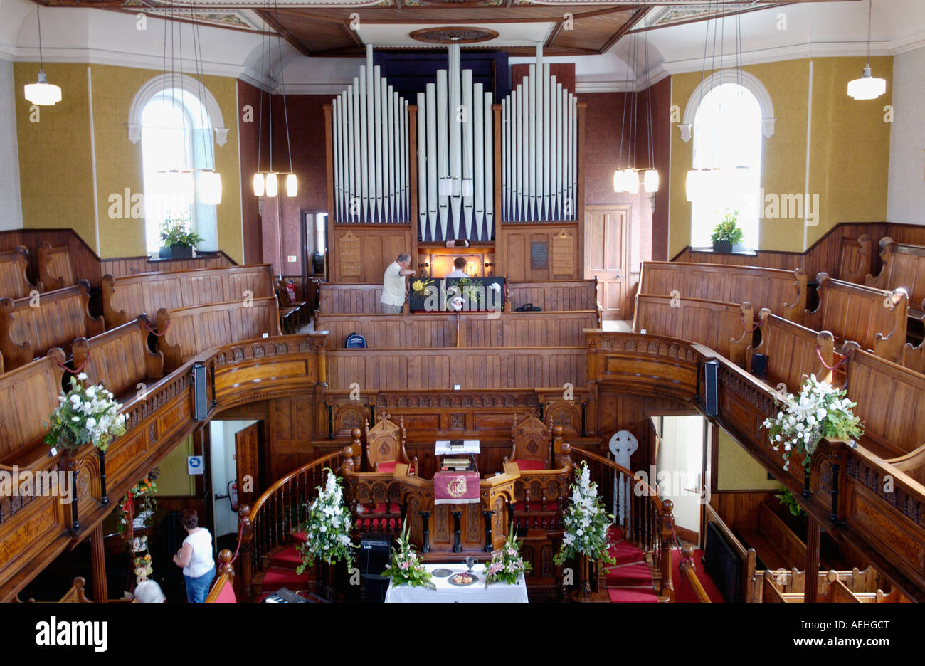 Interior of Plough Chapel opened in 1896 Brecon Powys Wales UK Stock ...