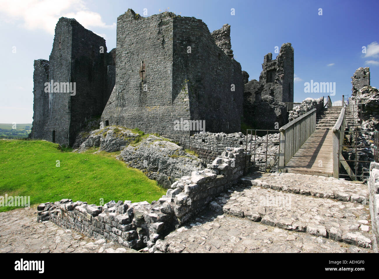 Popular Welsh tourist attraction Carreg Cennen Castle looks over the ...