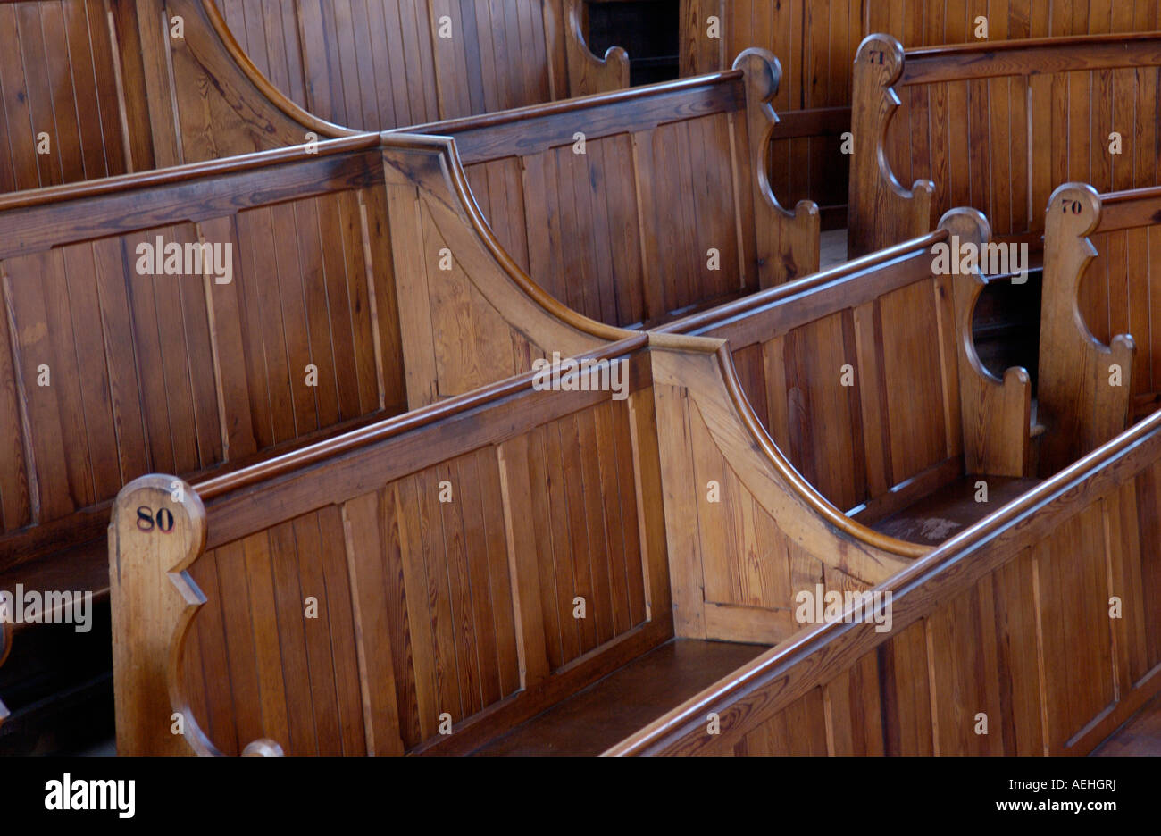 Interior of Plough Chapel Brecon Powys Wales UK pews Stock Photo - Alamy