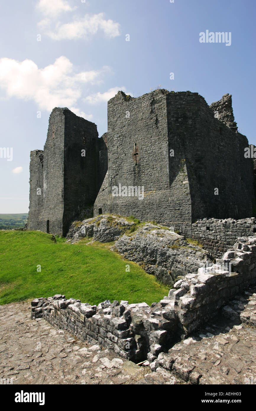 Popular Welsh tourist attraction Carreg Cennen Castle looks over the ...