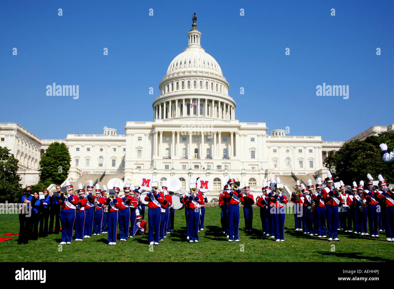 Music Band and the United States Capitol Building Washington DC Stock ...