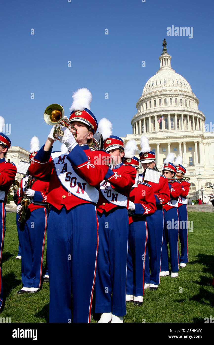 Music Band and the United States Capitol Building Washington DC Stock ...