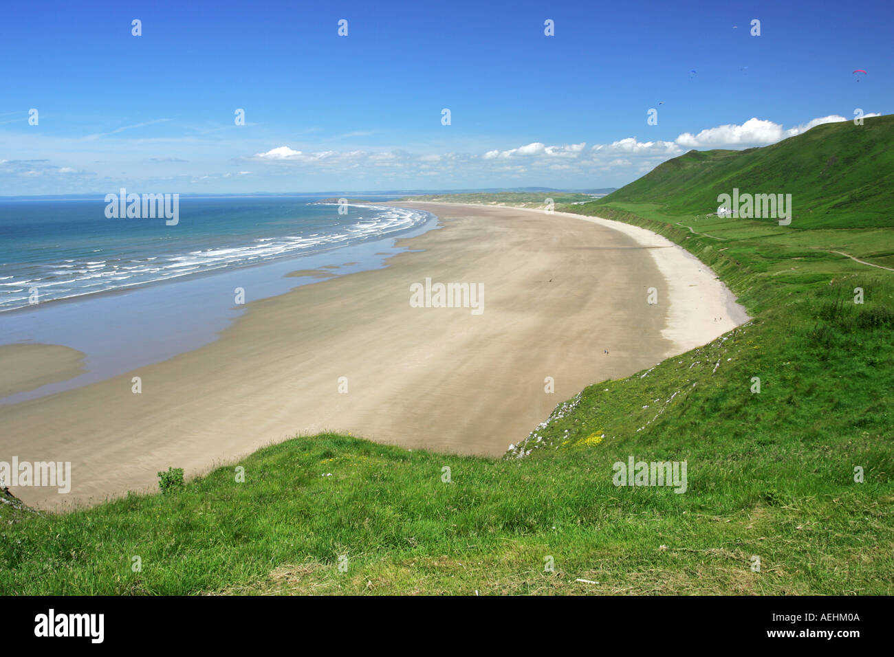 Famous Rhossili bay and Downs with its three 3 mile stretch of golden ...