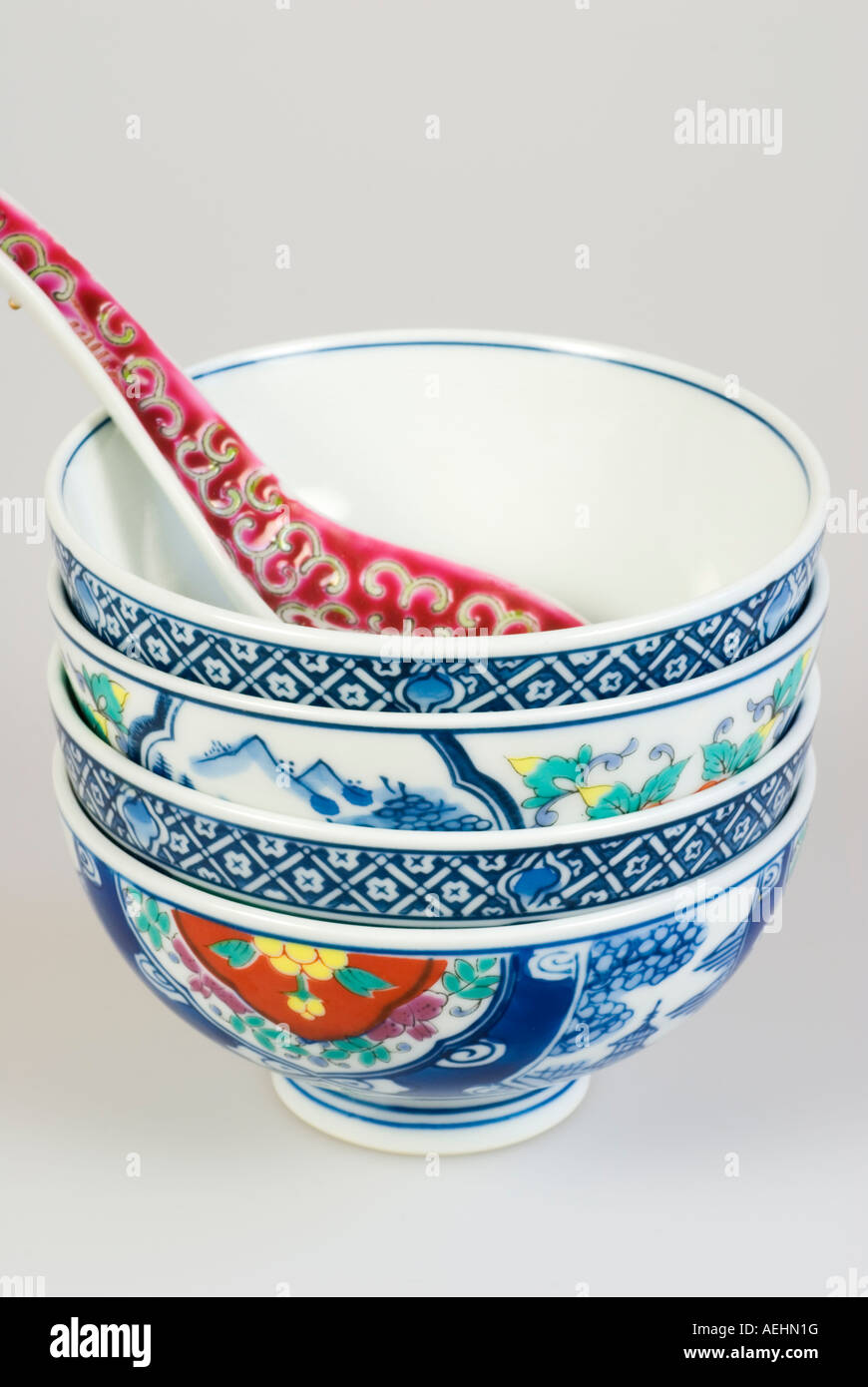 Chinese bowls on white background Stock Photo - Alamy