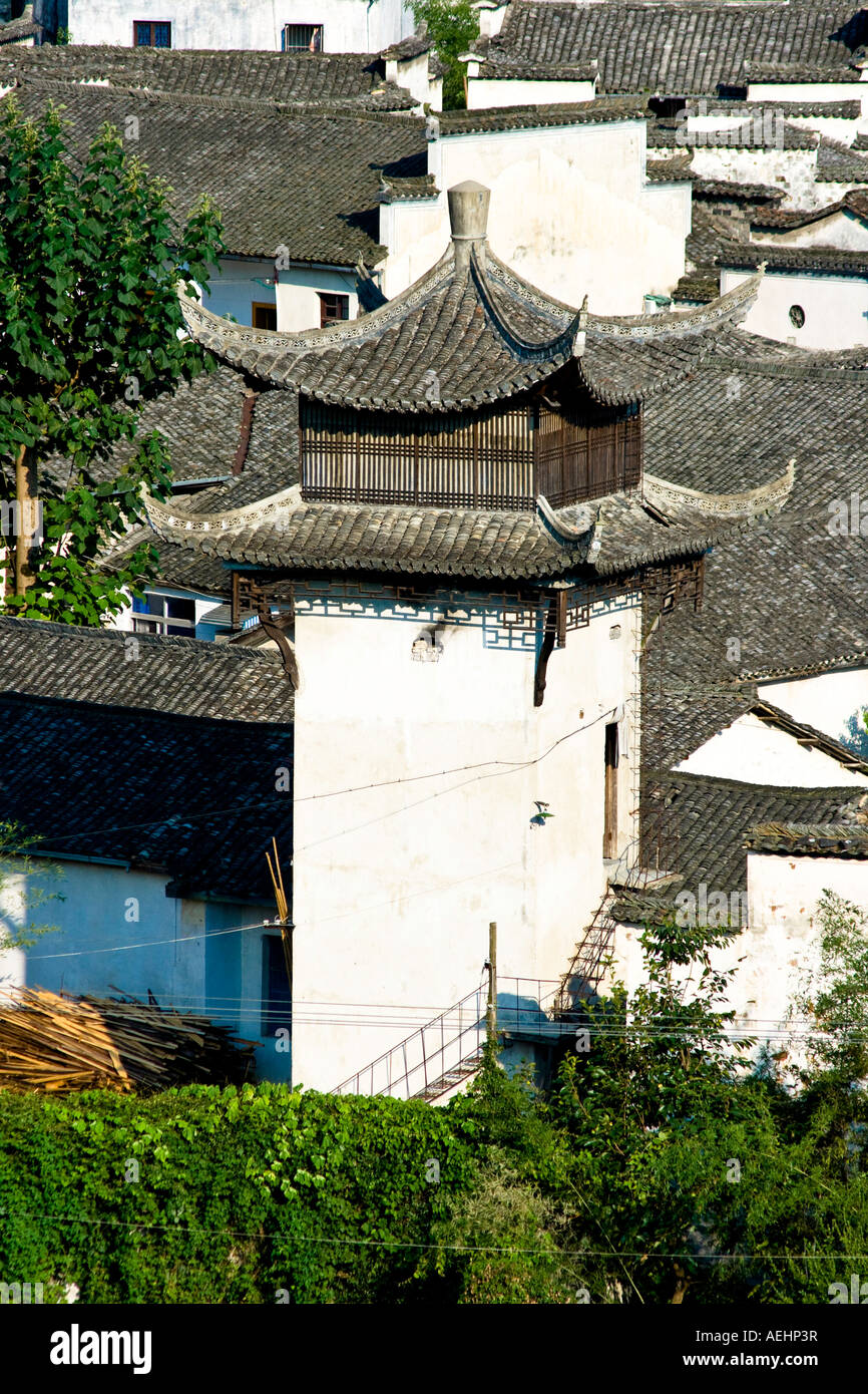 Tower in Ancient Huizhou Style Chinese Village Xidi China Stock Photo ...