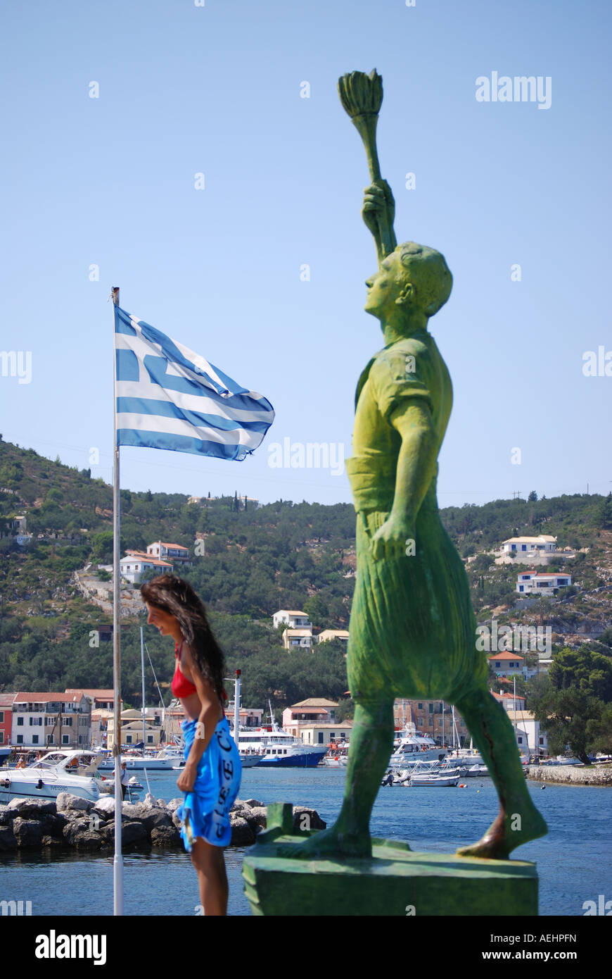 Statue of Greek freedom fighter, Geogios Anemogiannis, Gaois Harbour ...