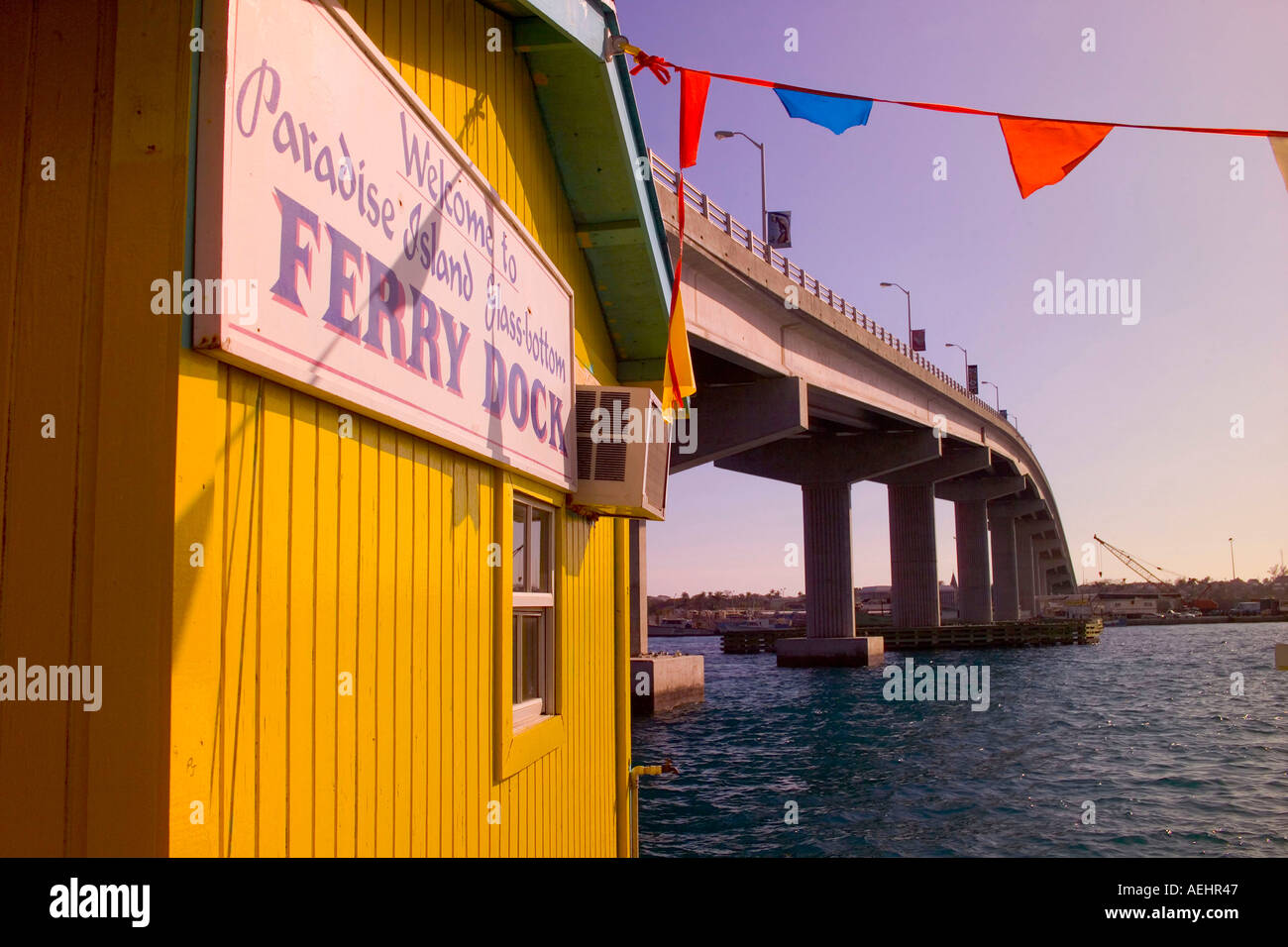 Bahamas Paradise Island Atlantis bridge from the ferry dock Stock Photo ...