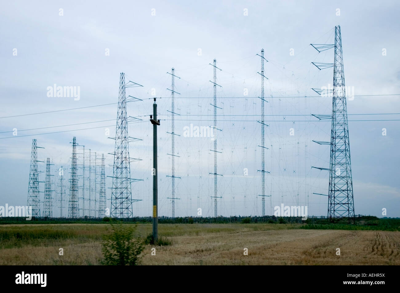 Electricity towers, pylons outside Bucharest, Romania, Europe, EU Stock ...