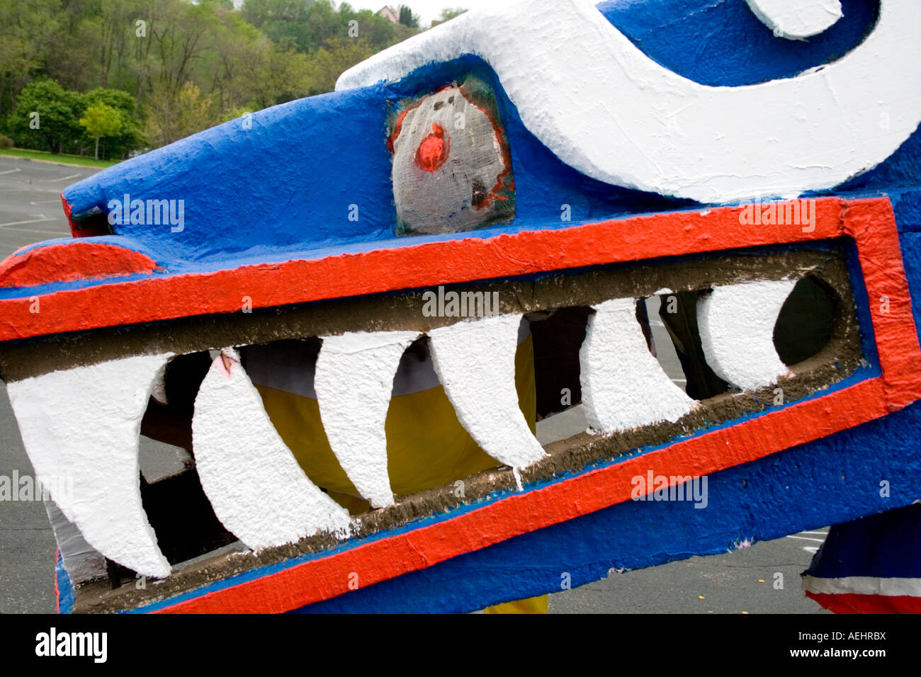Teeth of dragon entry in the parade painted in the colors of Puerto ...