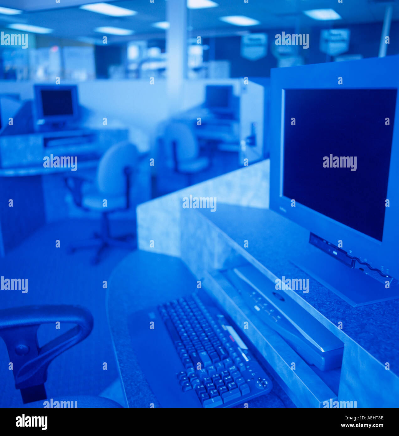 Office interior with computers Stock Photo - Alamy