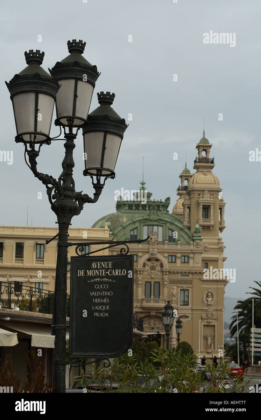 Street lamp and sign Monte Carlo Stock Photo - Alamy