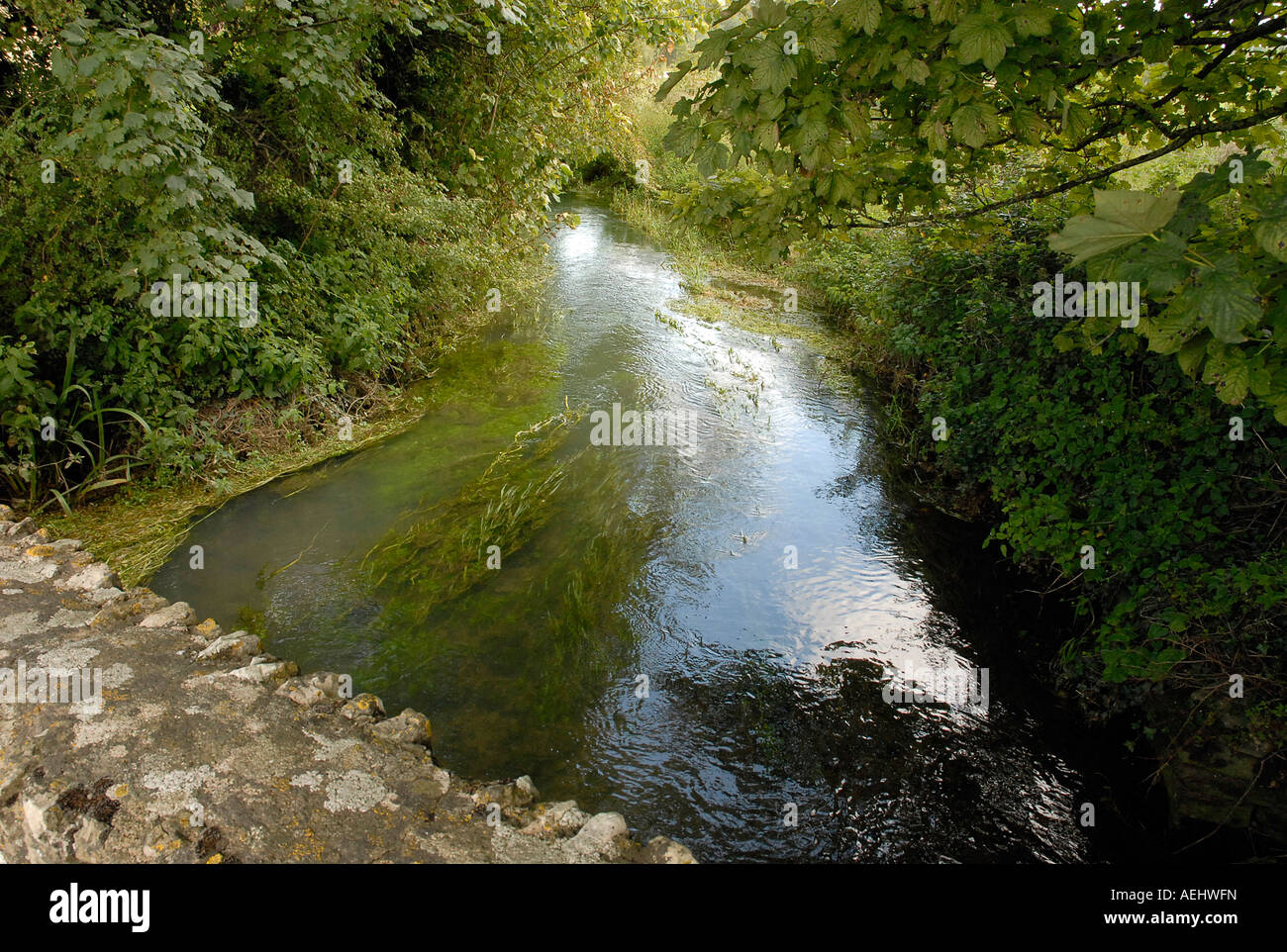 The River Thames flowing through the village of Kempsford ...