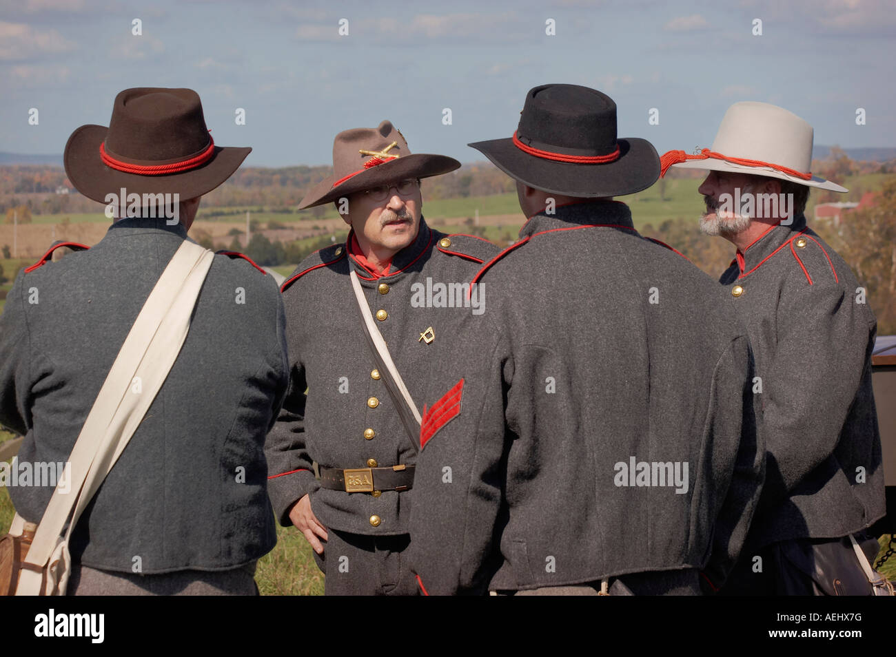 Four Confederate soldiers Stock Photo - Alamy
