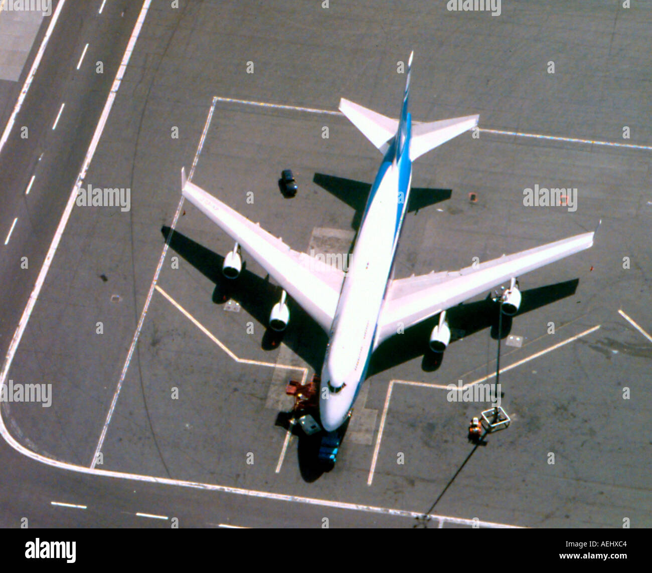 Aerial of airplane on tarmac Stock Photo - Alamy