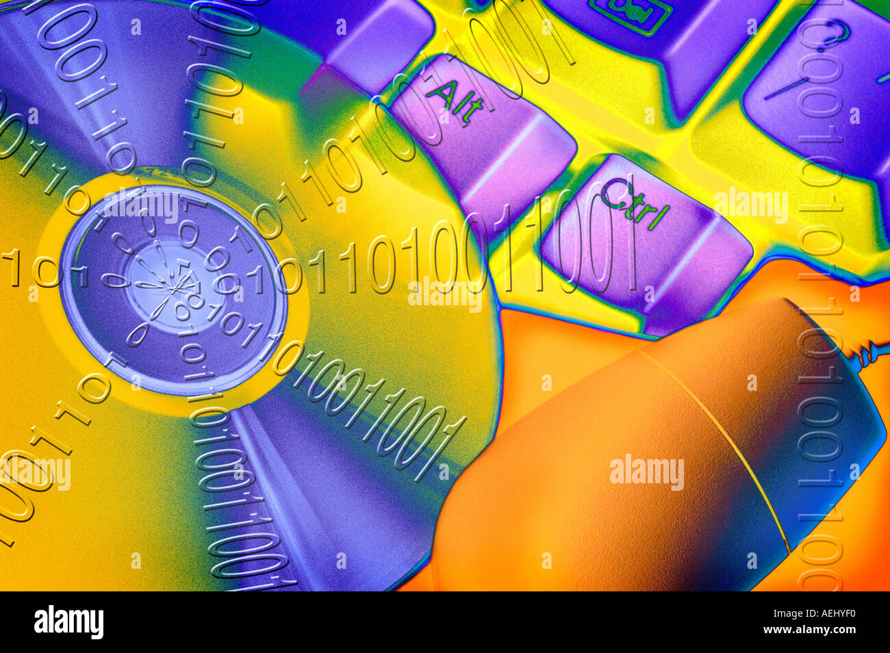 Montage of computer mouse CD ROM and numbers Stock Photo - Alamy
