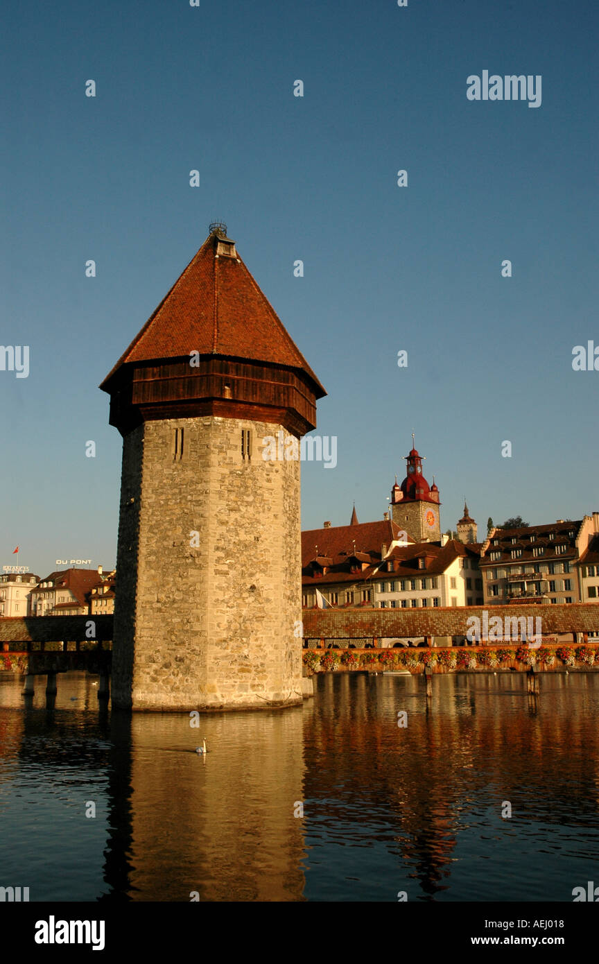 Lucerne Switzerland Chapel Bridge or Kapellbrucke Water Tower Town Hall ... Lucerne Switzerland Chapel Bridge or Kapellbrucke Water Tower Town Hall ...