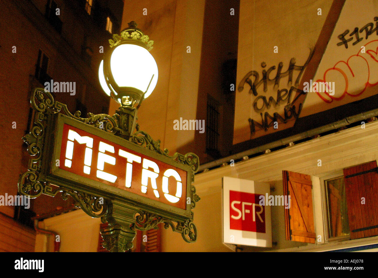 The Paris Metro at night Stock Photo - Alamy