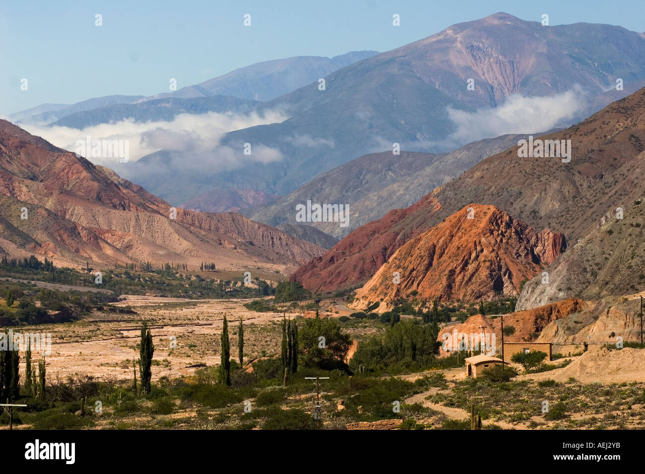 A view of the colorful valley in the middle of the Quebrada de ...