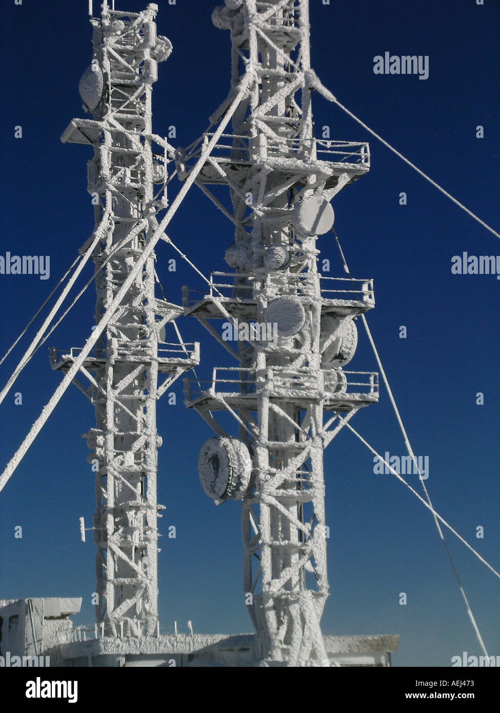 frozen communication towers Stock Photo - Alamy