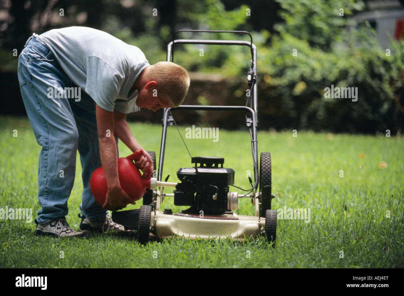 Lawn mower on side view hi-res stock photography and images - Alamy