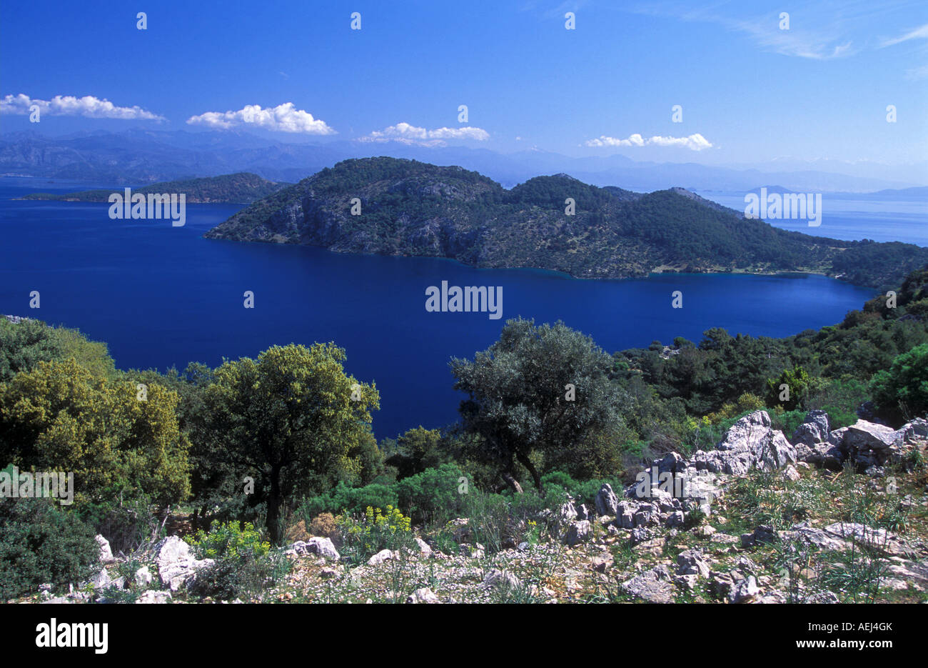Scenic view of Sarsala Bay Gocek Turkey Stock Photo - Alamy