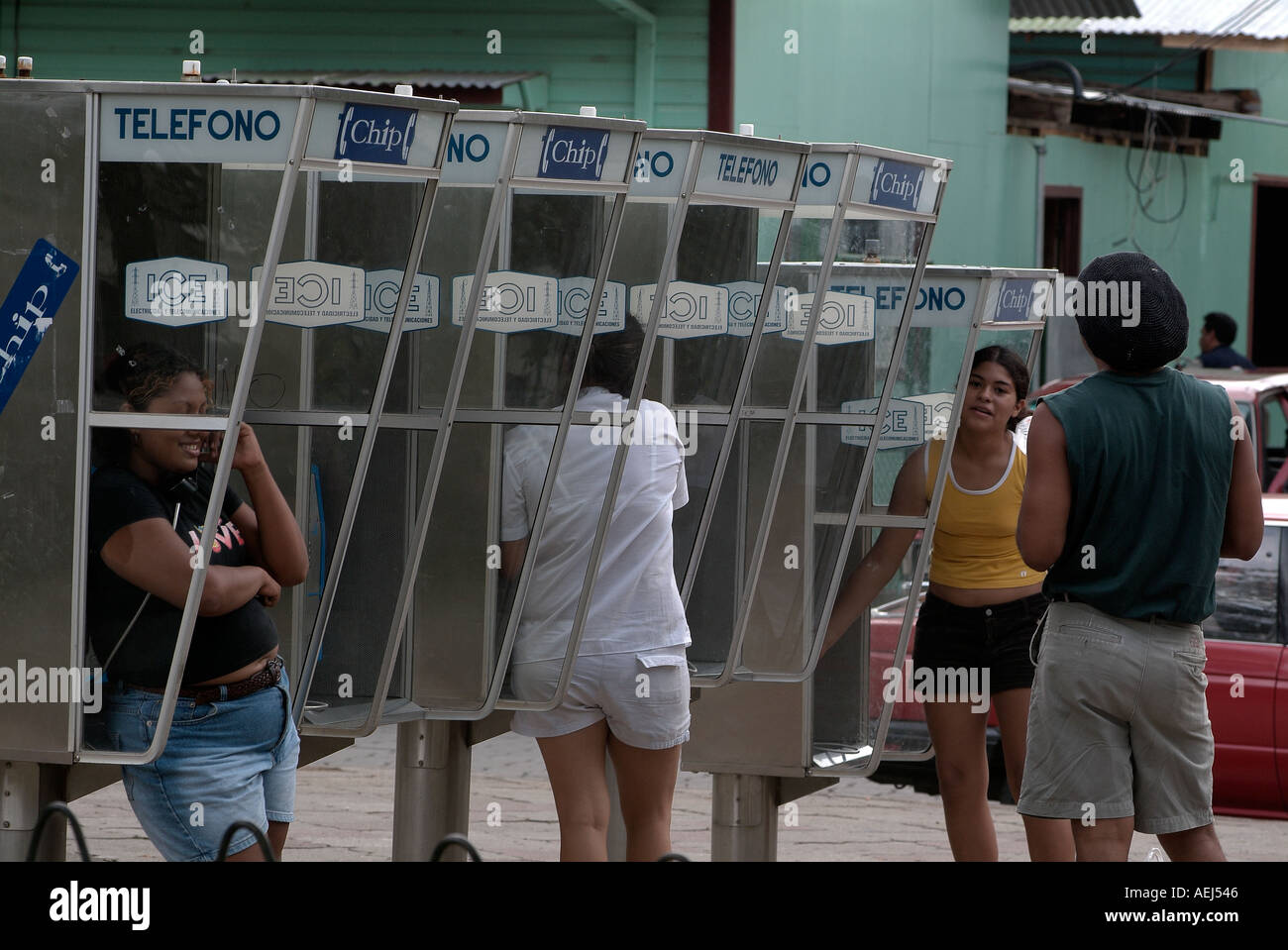 Costa Rican people calling from a public phone, Costa Rica Stock Photo ...