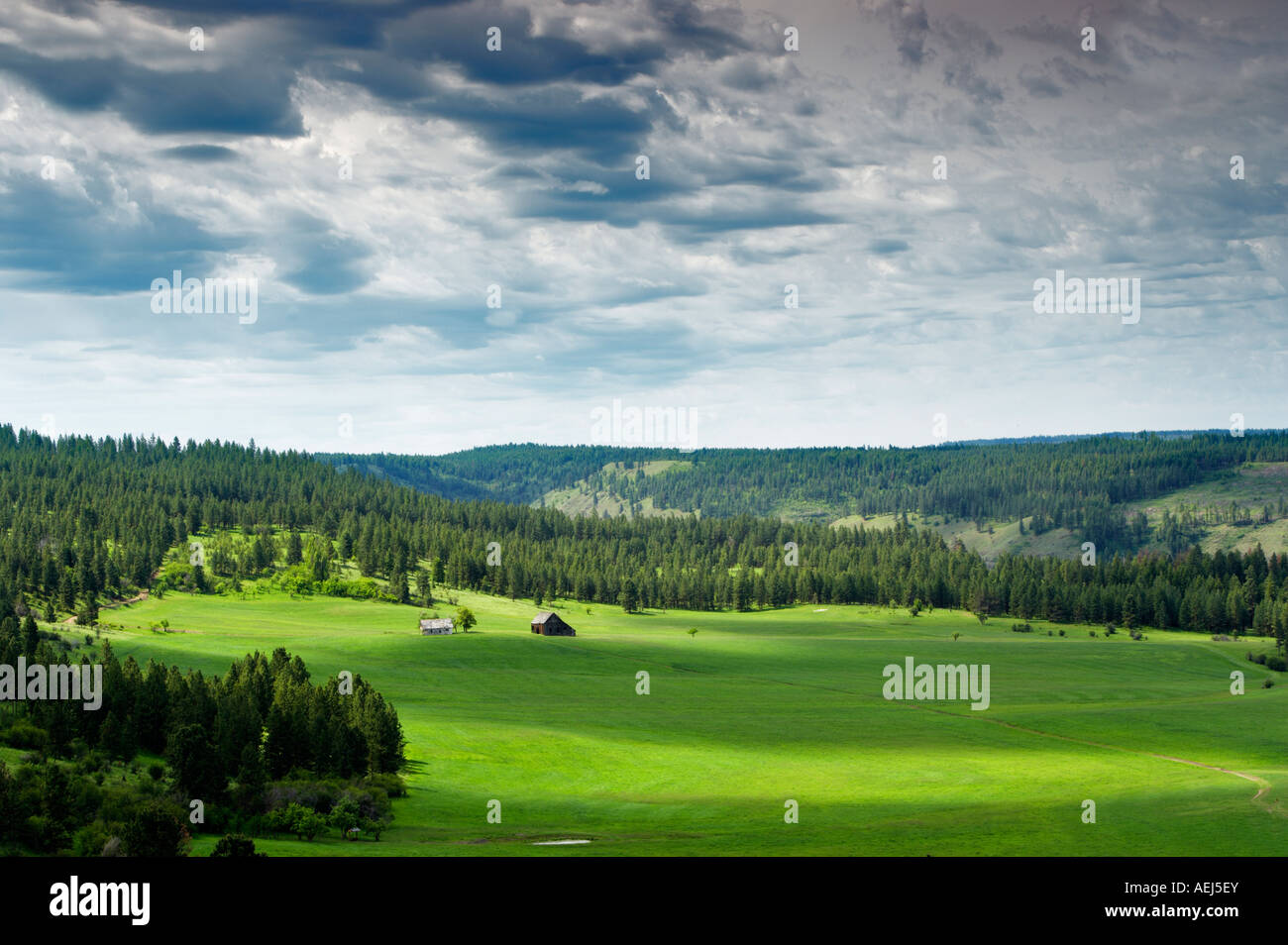 Barn and pasture Near Troy Oregon Stock Photo - Alamy