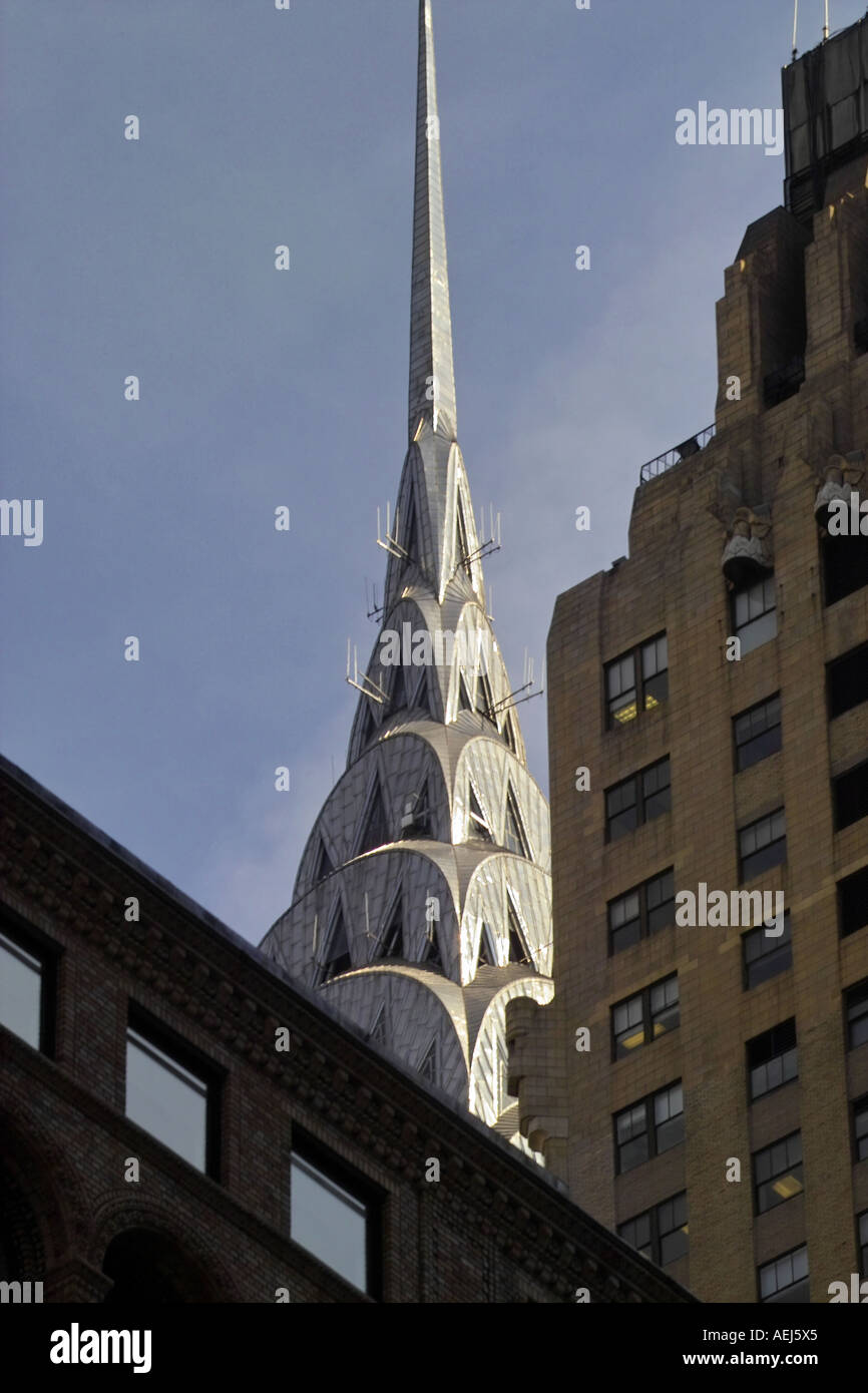 Top of Chrysler building spire, between two buildings Stock Photo - Alamy